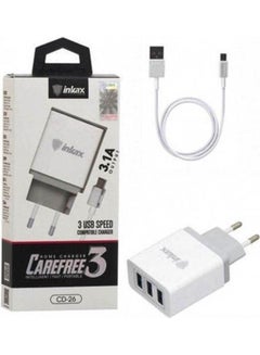 Inkax Inkaax Charger Cd-26-Micro 3.1A 3Usb & Cables 1M White | Best ...