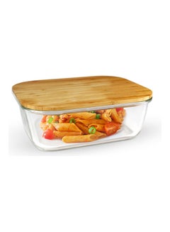 Royalford Rectangular Glass Food Container With Bamboo Lid Clear With ...