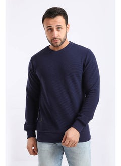 WHITE RABBIT Casual Plain Basic Long Sleeve Round Neck Sweatshirt Navy ...