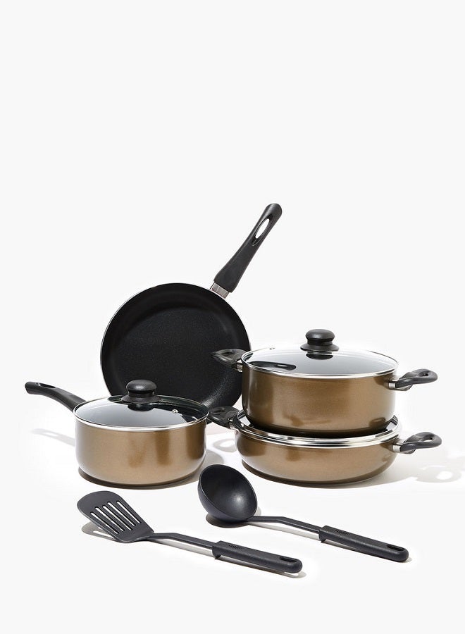Amal 9-Piece Cookware Set - Aluminum Pots And Pans - Non-Stick Surface ...