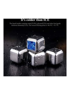 Sunhome 9-Piece Reusable Stainless Steel Ice Cubes and Tongs Set Silver ...