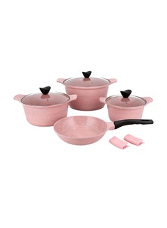 ALBERTO 7-Piece Eco Ceramic Marble Coating Cookware Set Pink 28cm KSA ...