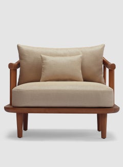 ebb & flow Armchair Luxurious - Upholstered Fabric Beige Wood Couch ...
