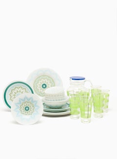Noon East 23 Piece Glass Dinner Set And Drinkware Set Combo For ...