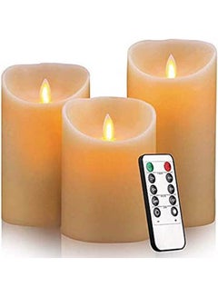 Generic Flameless Candles Pack Of 3 Battery Operated Pillar Real Wax ...