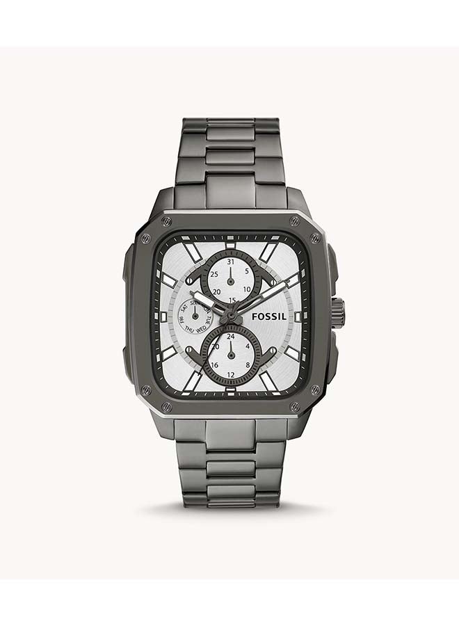 FOSSIL Men's Inscription Rectangle Shape Stainless Steel Chronograph ...