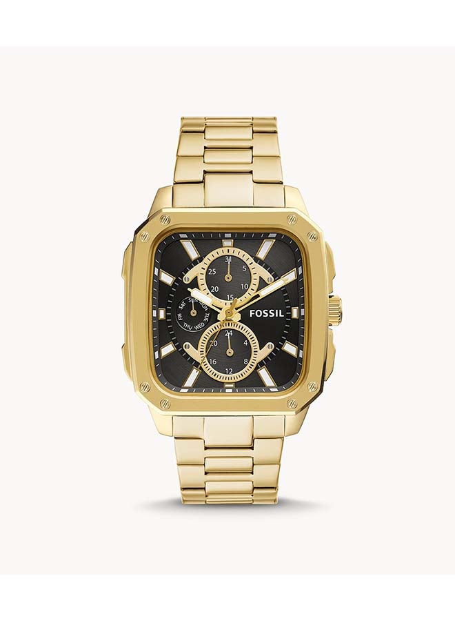 FOSSIL Men's Inscription Rectangle Shape Stainless Steel Chronograph ...