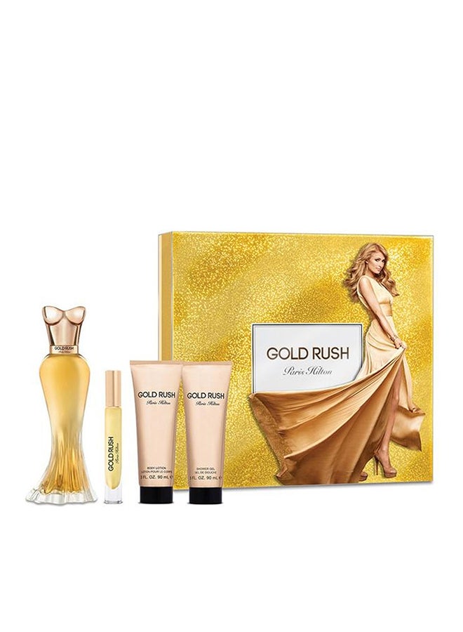 Paris Hilton Gold Rush EDP 100ml + 6ml Mini + 90ml Body Lotion + 90ml ...