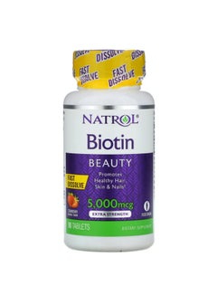 NATROL 90 Tablets For Biotin Extra Strength Strawberry Flavor Fast ...
