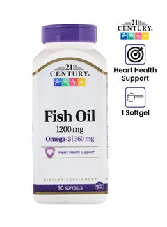 21st CENTURY Fish Oil Omega 3 Dietary Supplement 1200 Mg - 90 Softgels ...