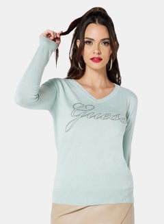 GUESS Rhinestone Logo Sweater Mint UAE | Dubai, Abu Dhabi