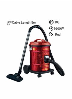 HOMMER Vacuum Cleaner 18 L 1600 W HSA211-07 Red/Black KSA | Riyadh, Jeddah