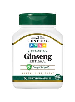 21st CENTURY Ginseng Extract Herbal Supplement - 60 Vegetarian Capsules ...
