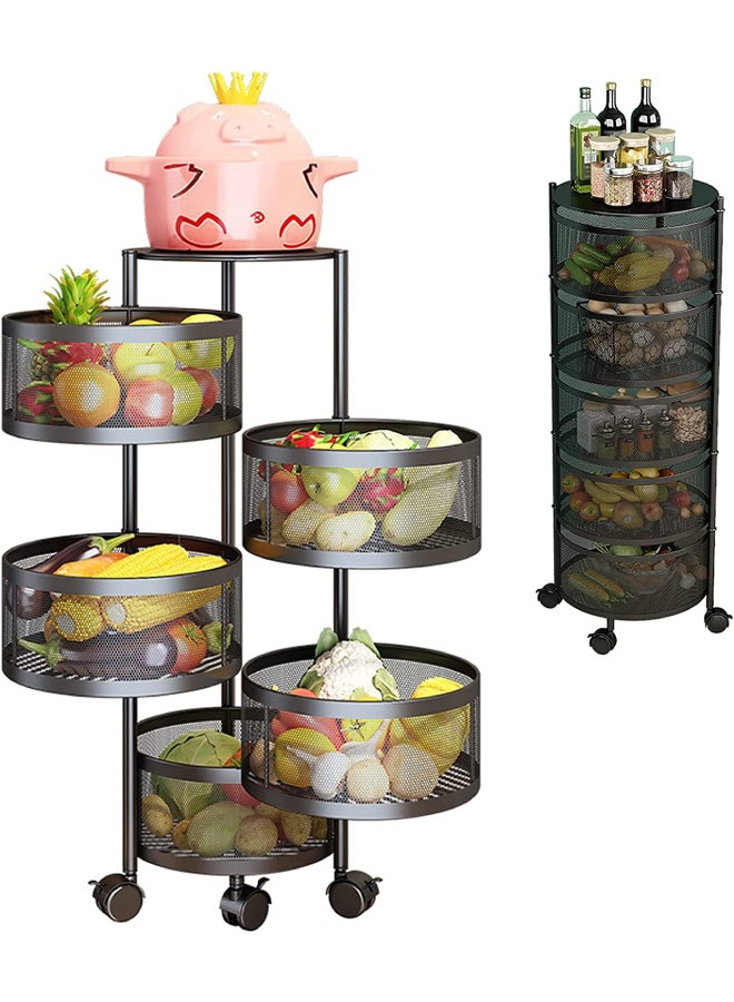 ALMUFARREJ 5 -Tier Storage Trolley Cart Black 31x31x86cm | Best Price ...
