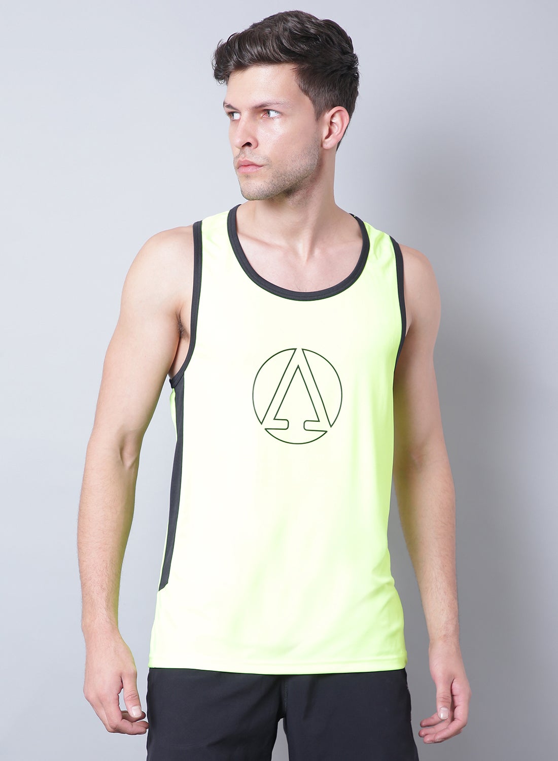 Athletiq Logo Sports Running Vest Neon Green | Best Price UAE | Dubai ...