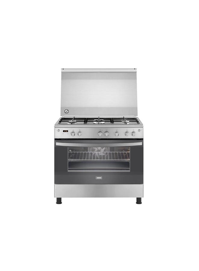 ZANUSSI Gas Cooker Stainless Steel 5 Burners 90 cm Cast Iron Holders ...