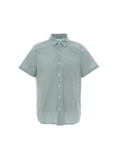 QUWA Checkered Front Button Short Sleeve Shirt Checkered Green UAE ...