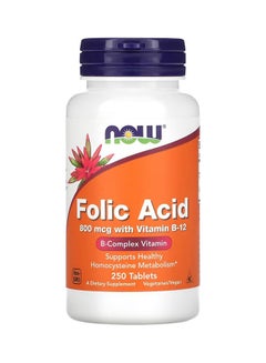 Now Foods 250 Tablets Folic Acid With 800 Mcg And Vitamin B12 UAE ...