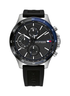 TOMMY HILFIGER Men's Bank Round Shape Silicone Strap Chronograph Wrist ...
