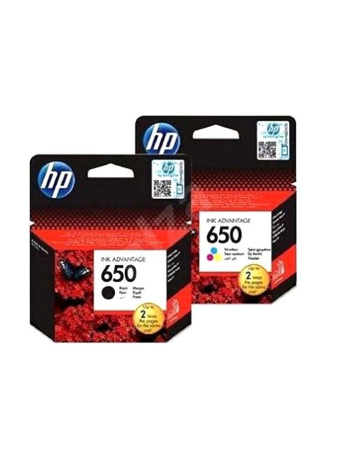 HP Pack of 2 HP 650 Original Ink Cartridge Set Black & Tri Colour ...