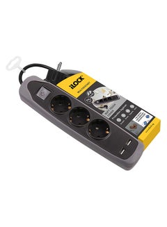 iLOCK Power Strip 3 Outlets With Switch 3500W 16A 250V Black/Grey 30cm ...