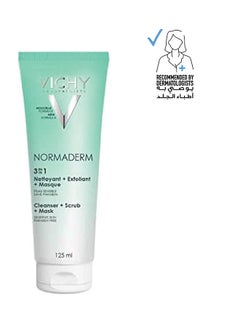 VICHY Normaderm 3 In 1 Cleanser Scrub And Mask For Oily/Acne Skin With ...