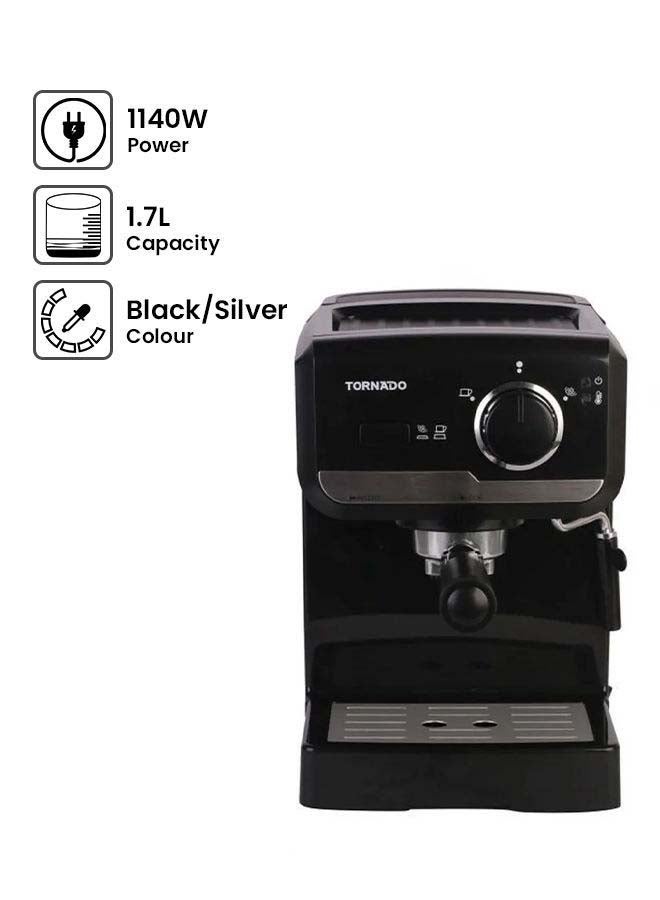 TORNADO Manual Espresso Coffee Machine 15bar 1.25 L 1140 W TCM-11415-B ...