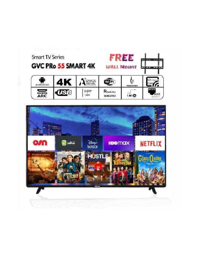 gvc pro 55-Inch Smart TV 4K+ free wall mount LD-55TVUS Black | Best ...