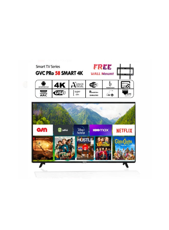gvc pro 58-Inch Smart TV 4K LD-58TVUS Black | Best Price KSA | Riyadh ...