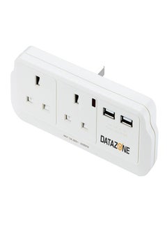 Datazone 2-Way Power Socket Adapter With USB Charger White KSA | Riyadh ...