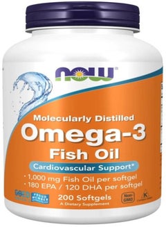 Now Foods Omega-3 Fish Oil Dietary Supplement - 200 Softgels KSA ...