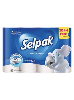 Selpak Super Soft Embossed Toilet Paper , Pack of 20 Rolls + 4 Free UAE ...