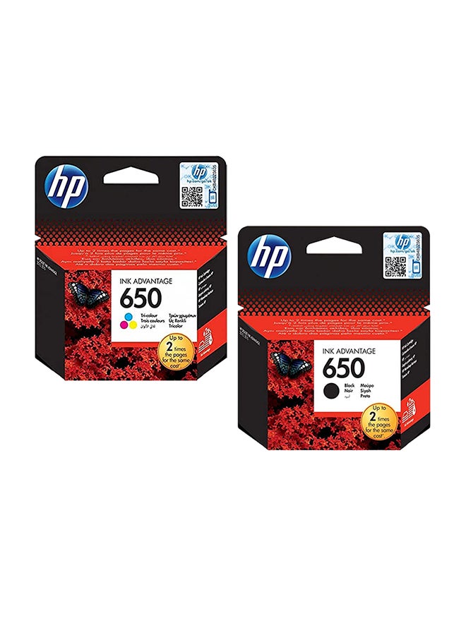 HP 2-Piece 650 Replacement Ink Cartridge Black Ink and Tri-Colour Ink ...