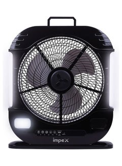 Impex 3-Blade Rechargeable Fan With LED Light Lamp Breeze D7 Black KSA | Riyadh, Jeddah