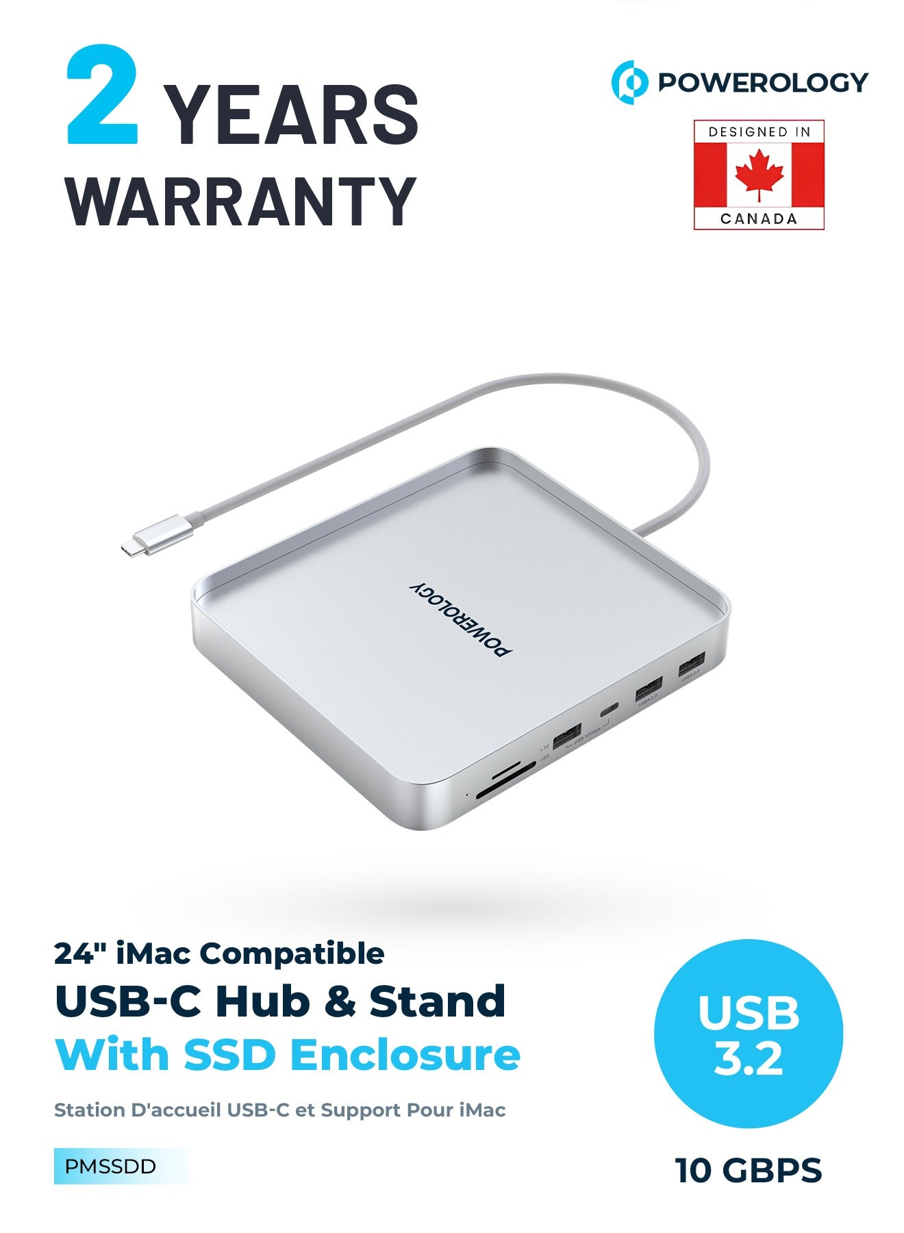 Powerology iMac 24 Inch USB-C Dock with SSD Enclosure 10GBPS -Silver ...