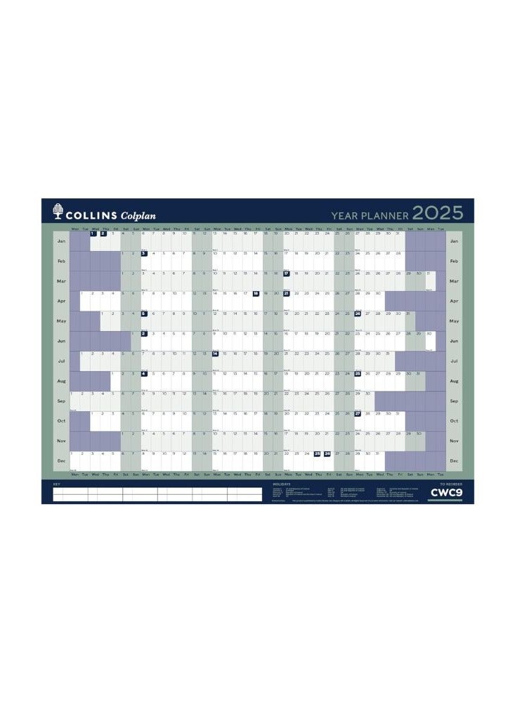 Collins Colplan 2025 - A1 Yearly Wall Calendar and Planner CWC9-25 ...
