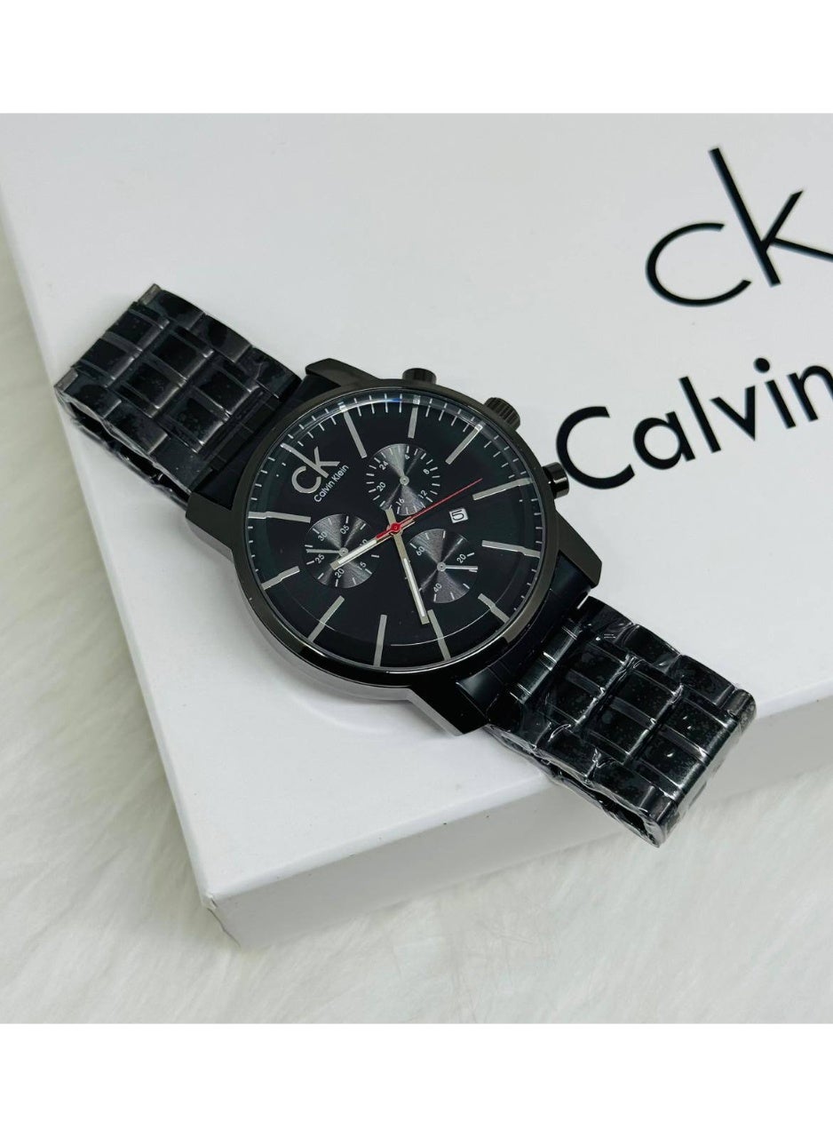 Calvin Klein Mens Chronograph Watch Black Dial with Stainless Steel ...