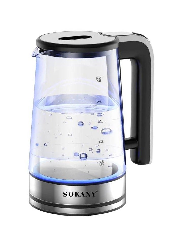 sokany Glass Electric Kettle Water level indicator LED Lamp 2.5 L 1500 ...