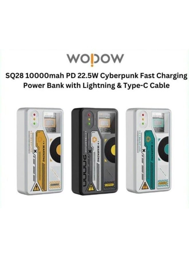 WOPOW SQ28 10000mah PD 22.5W Cyberpunk Fast Charging Power Bank with ...