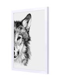 LOWHA Wooden Frame Half Wolf Wall Painting Black/White 33x43centimeter ...