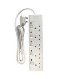 PHILIPS 5-Outlet Extension Socket With Individual Switch White/Blue/Red ...