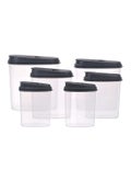 Amal 6 Piece Plastic Food Container Set - Easy Pour Lids - Food Storage ...