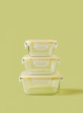 noon east 3 Piece Borosilicate Glass Food Container Set - Airtight Lids ...