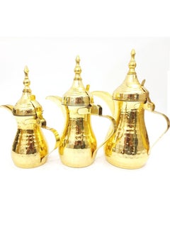 Royal 3-Piece Stainless Steel Coffee Dallah Arabic Dallah Pot Set Gold ...