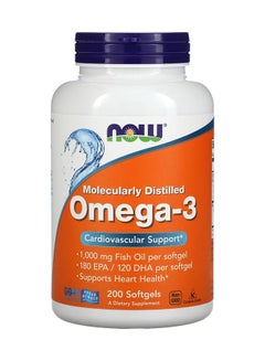 Now Foods Omega-3 Fish Oil Dietary Supplement - 200 Softgels UAE ...