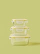 noon east 3 Piece Borosilicate Glass Food Container Set - Airtight Lids ...
