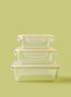 noon east 3 Piece Borosilicate Glass Food Container Set - Airtight Lids ...